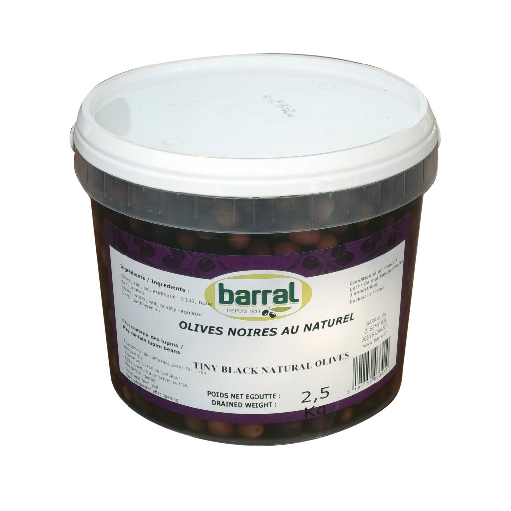 Olives noires au naturel - Barral