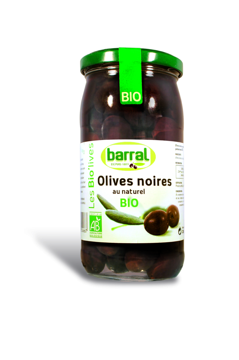 Olives noires au naturel Bio - Barral